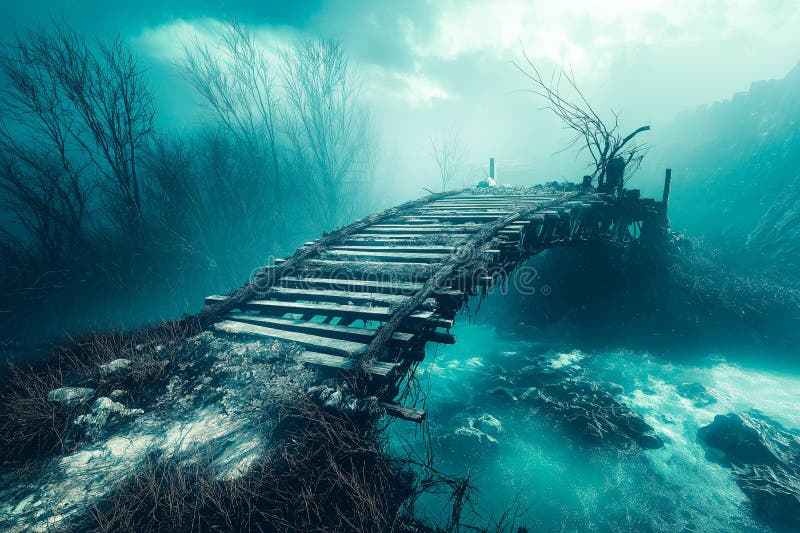 Broken Bridge. Difficulty and Challenge Concept Stock Illustration ...