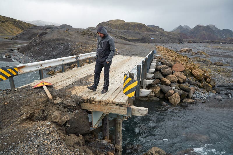 Broken Bridge Over a River in Iceland Stock Photo - Image of disaster ...
