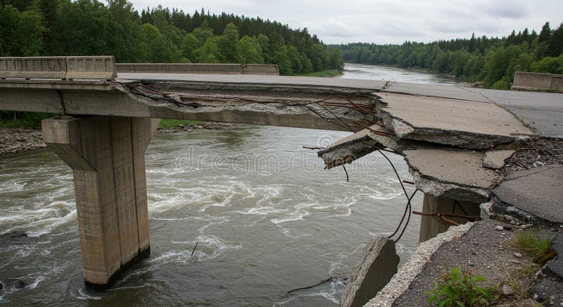 Broken Bridge Over River Impassable Path a Collapsed Bridge Symbolizes ...