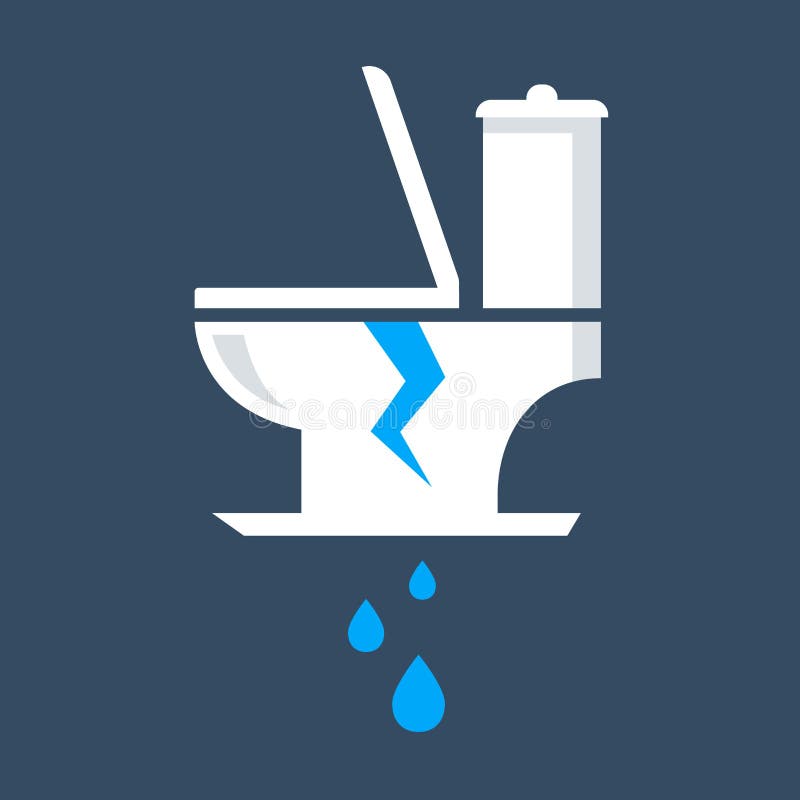 A Broken Broken Toilet from Which Water Flows. Stock Illustration ...