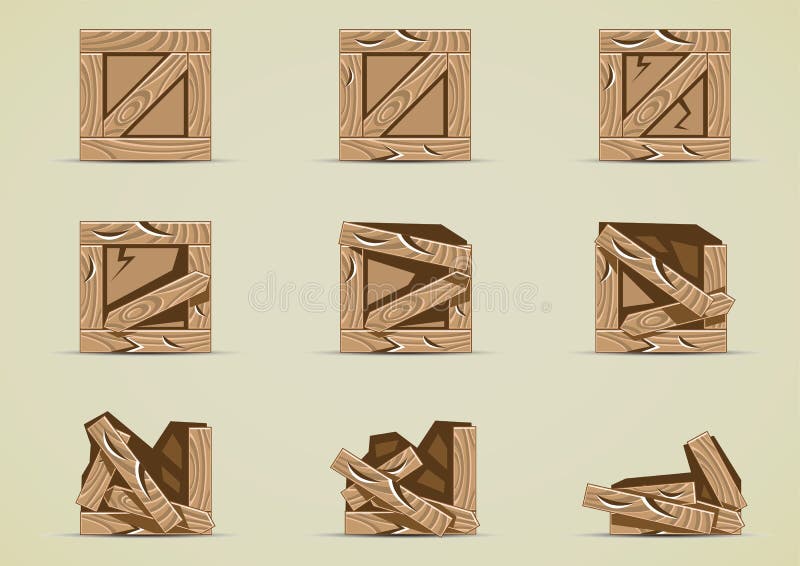 Broken Brown Crates Collections Stock Vector - Illustration of build ...