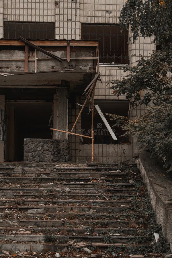 A Broken Building in the City after the Occupation Stock Image - Image ...