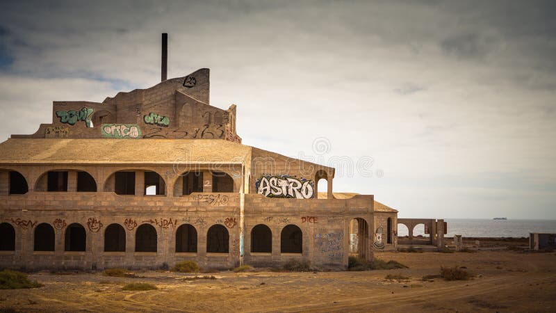 Broken building stock image. Image of ocean, ruined, clouds - 79032551