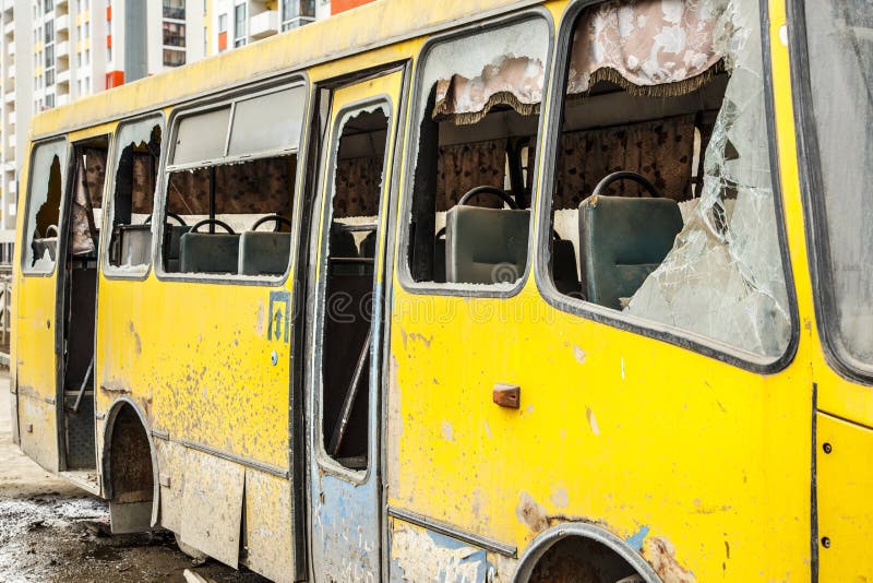 Broken bus stock image. Image of crash, front, crushed - 54133599