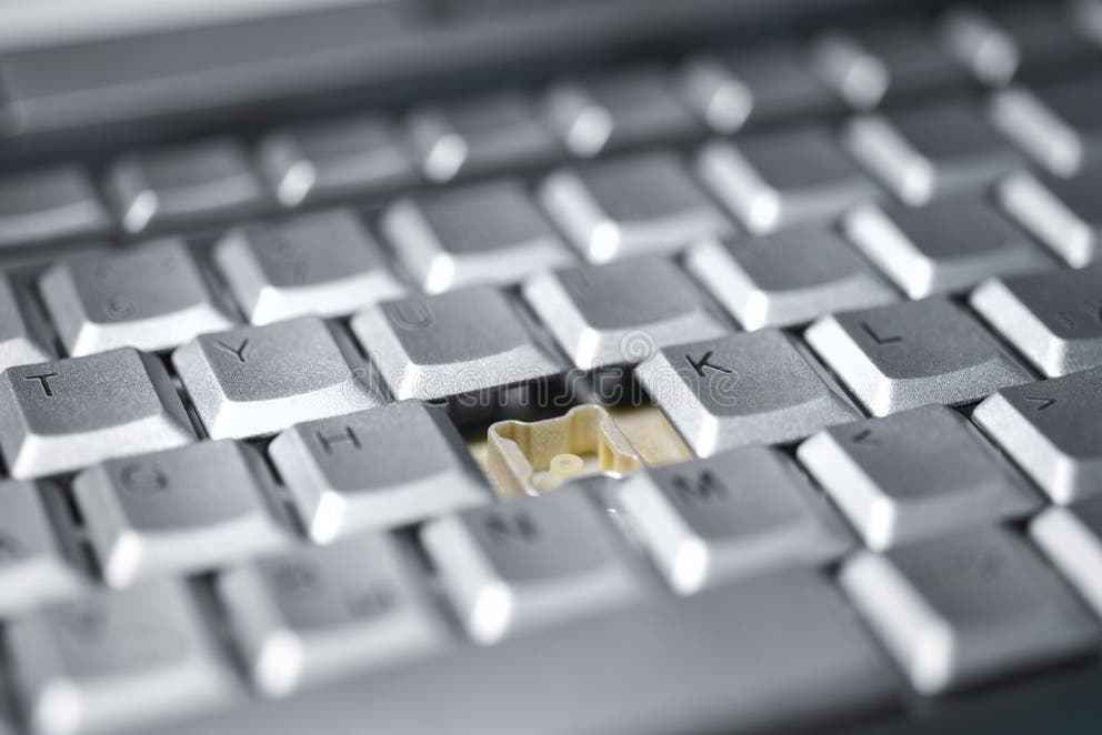 Broken Button on a Computer Keyboard, Close-up Stock Image - Image of ...