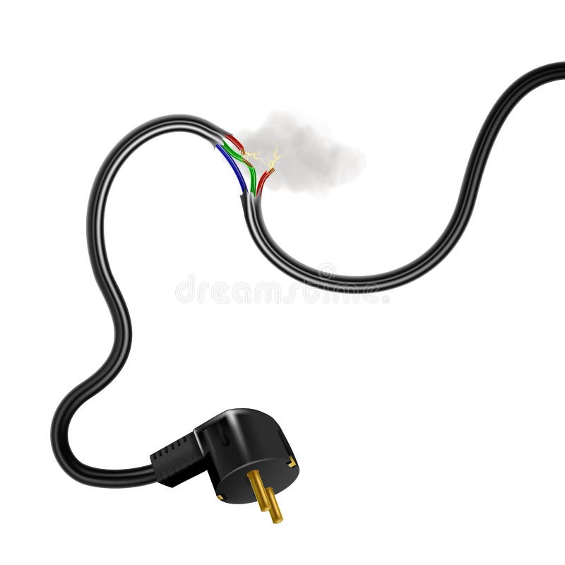 Broken Cable Electricity Current and Smoke Vector Stock Vector ...