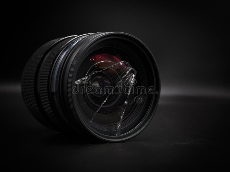 Broken Camera Lens in Black Background Stock Image - Image of graphic ...