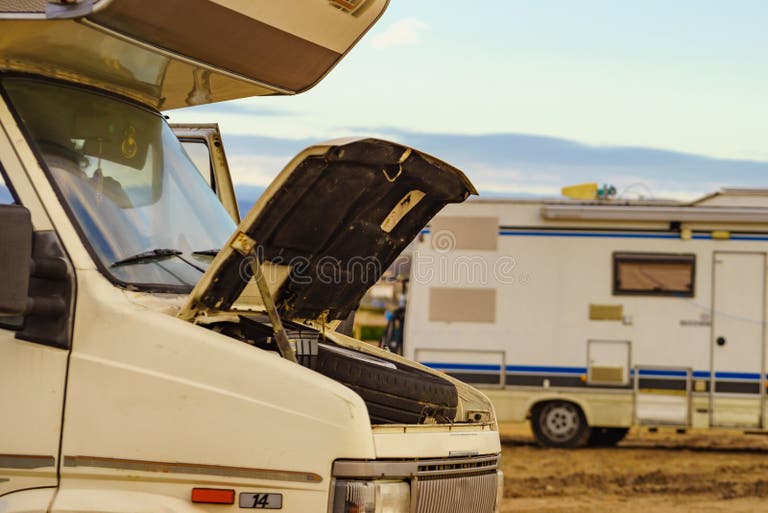 Broken camper car on beach stock photo. Image of beach - 314690292
