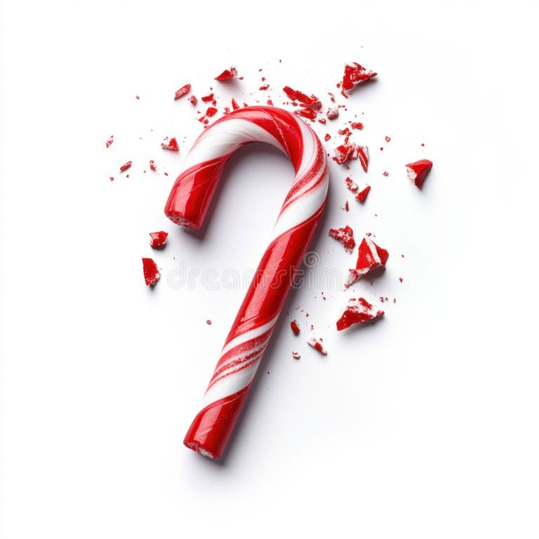 Broken Candy Cane on White Background Stock Illustration - Illustration ...