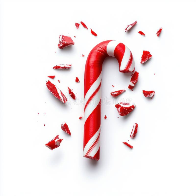 Broken Candy Cane on White Background Stock Illustration - Illustration ...
