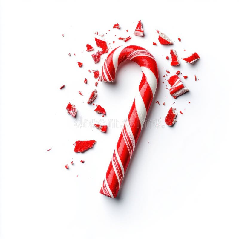 Broken Candy Cane on White Background Stock Illustration - Illustration ...