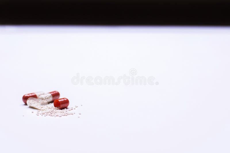 Broken Capsules on White Background Stock Photo - Image of frontview ...