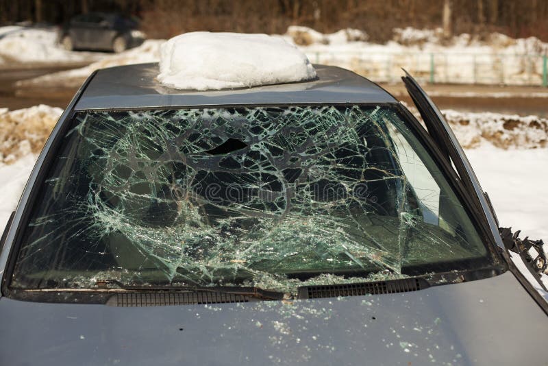 Broken Car Glass. Cracks on Windshield Stock Image - Image of ...