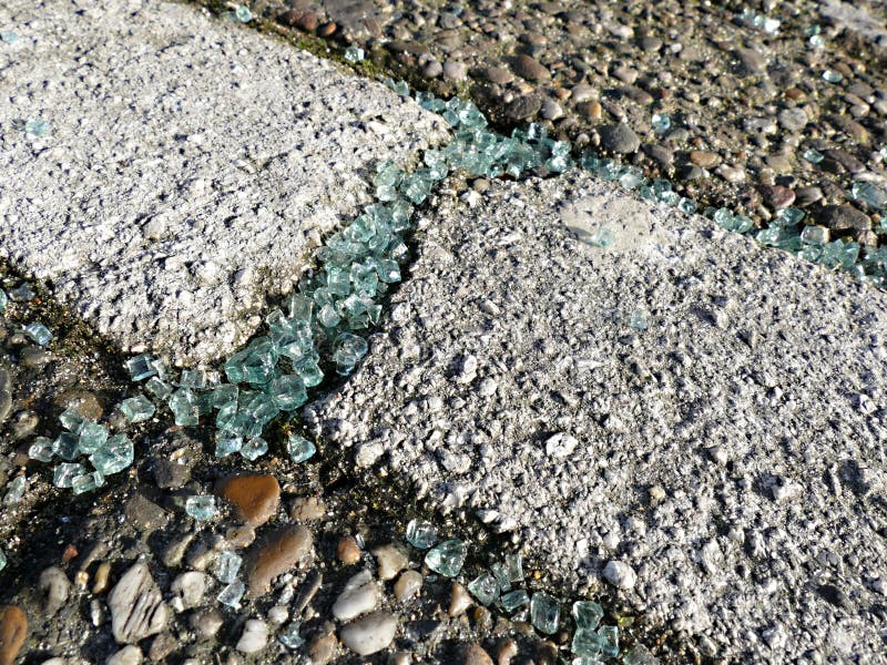 Broken Car Glass Shards on Pavement Stock Image - Image of accident ...