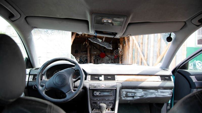 Broken Car Inside View. Hitting Pedestrians and an Accident on the Road ...