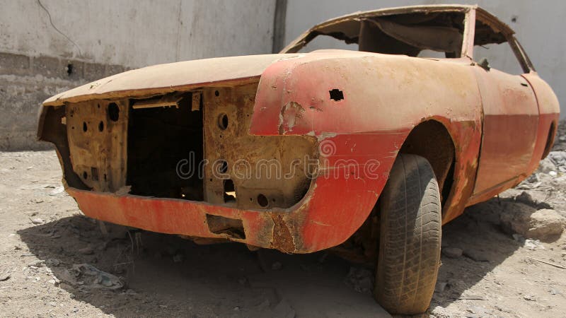 Broken Car Peeled of Color and Covered in Rust Stock Image - Image of ...