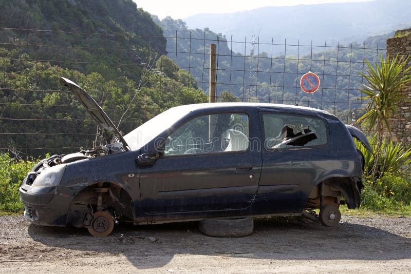 A broken car on the road stock image. Image of auto - 148491911