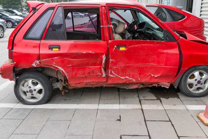 Broken car stock image. Image of door, back, crushed - 41684955