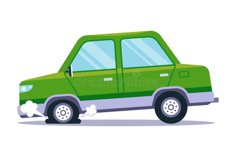 Broken Car Wheel. Flat Tire Stock Vector - Illustration of tyre ...