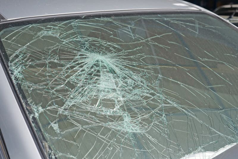 Broken Car Windshield. Accident of Car Stock Photo - Image of auto ...