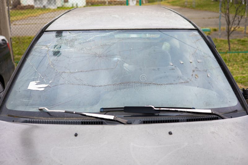 Broken Car Windshield. Car Accident. Selective Focus Stock Photo ...
