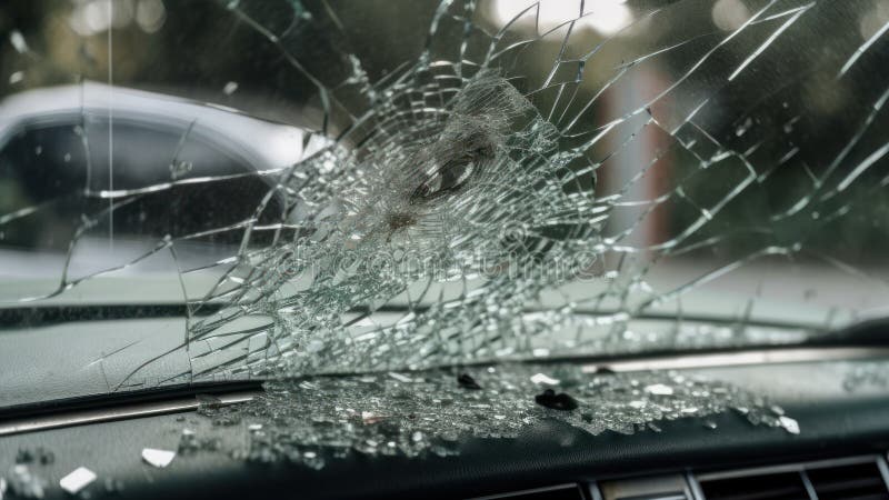 Broken Car Windshield Glass Generative Ai Stock Illustration ...