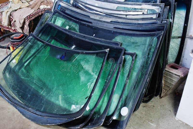 Broken Car Windshield, Replacing Windscreen of a Car in Auto Service ...