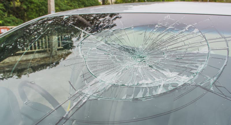 Broken car windshield. stock photo. Image of focus, crushed - 73403646