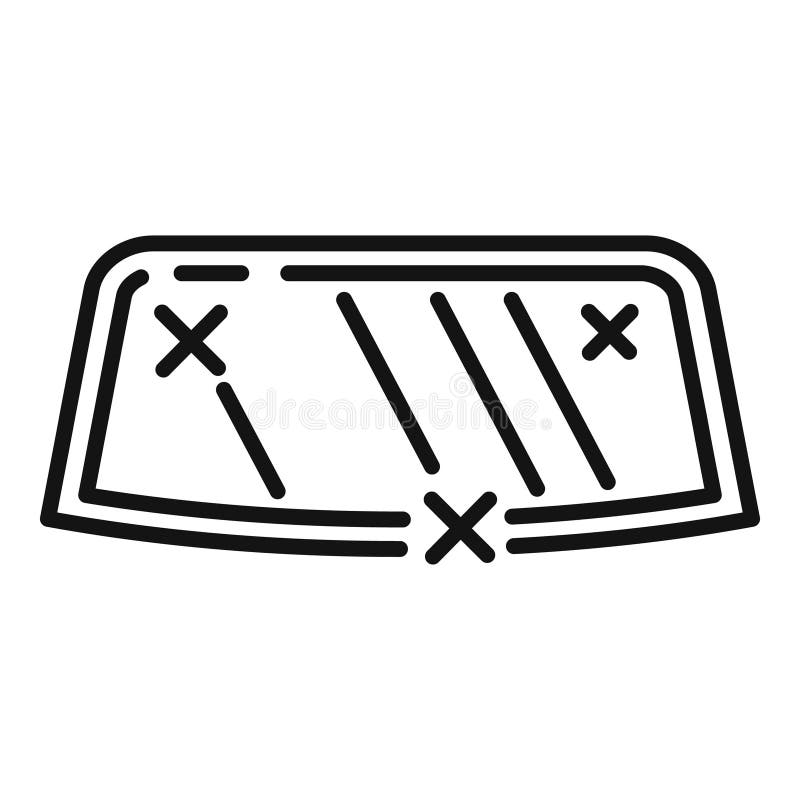 Broken Car Windshield Showing Cracks Icon Stock Vector - Illustration ...
