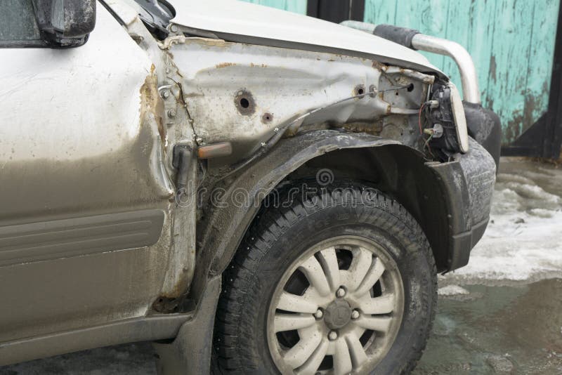 Broken car wing stock image. Image of ruined, damaged - 69604031