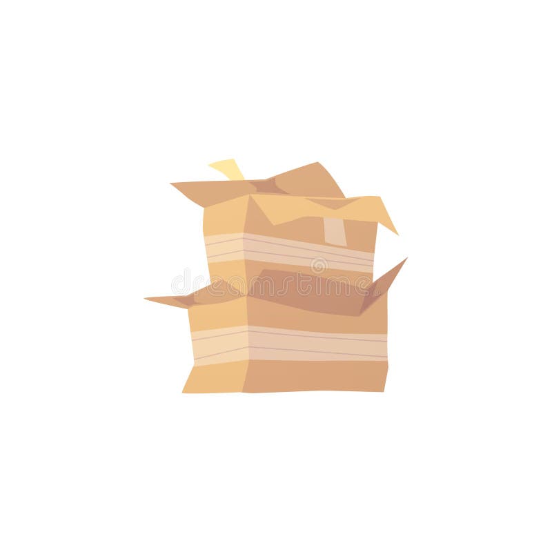 Broken Cardboard, Damaged Paper Boxes Stack Vector Flat Illustration ...
