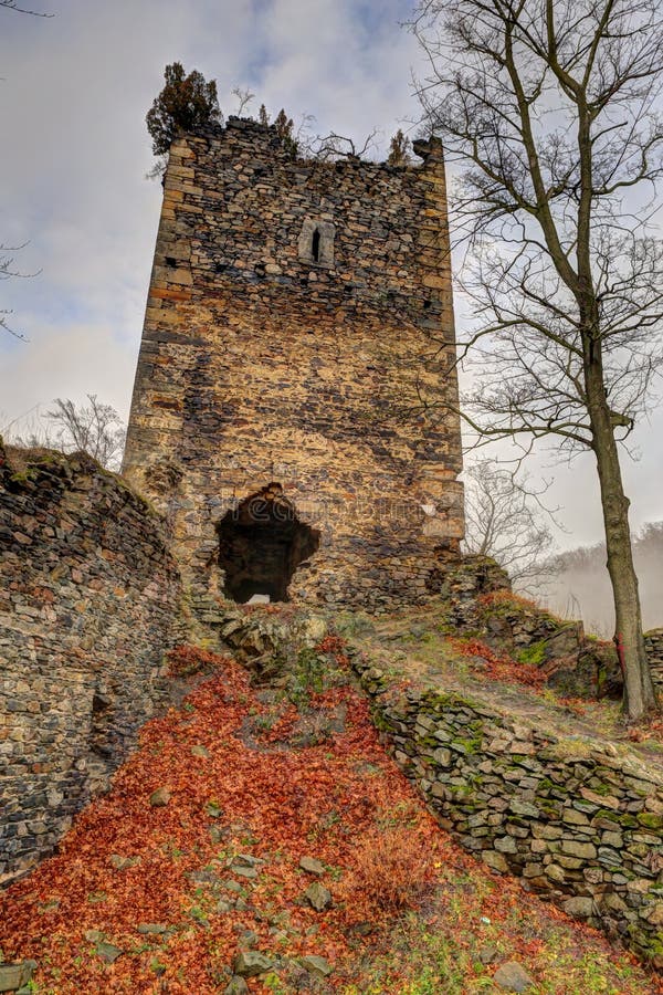 Broken Castle tower stock image. Image of bohemia, grass - 65706119
