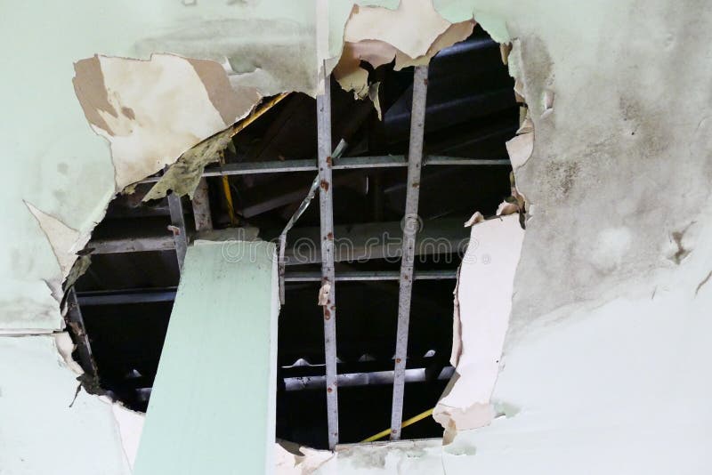 Broken ceiling stock image. Image of interior, ceiling - 54924987