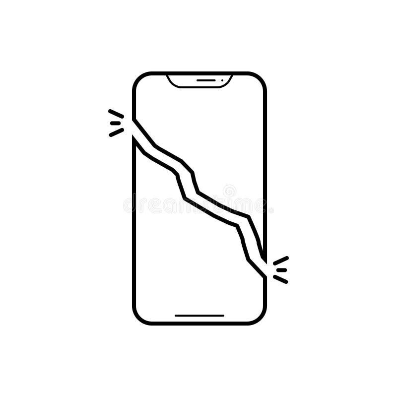 Black Line Icon for Broken Cell, Phone and Split Stock Vector ...