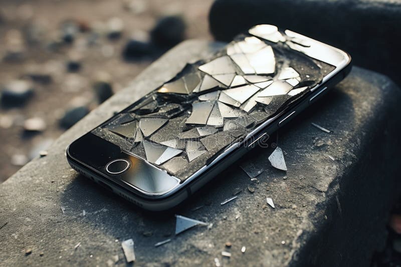 Broken Cell Phone on Table stock image. Image of gadget - 315821955