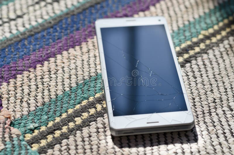Broken Cell Phone Glass Screen on the Ground Floor Stock Image - Image ...