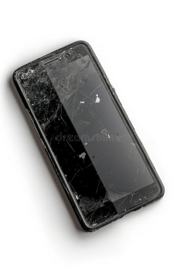A Broken Cell Phone Laying on a White Table. Ideal for Technology and ...