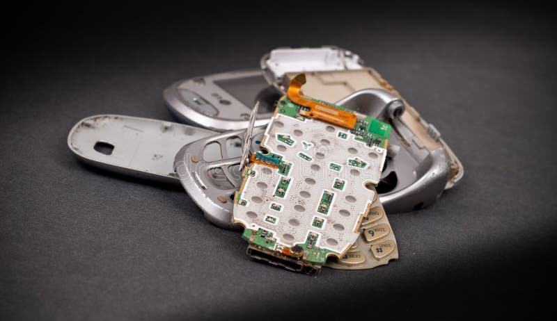 Broken Cell Phone Parts stock photo. Image of connect - 16136130