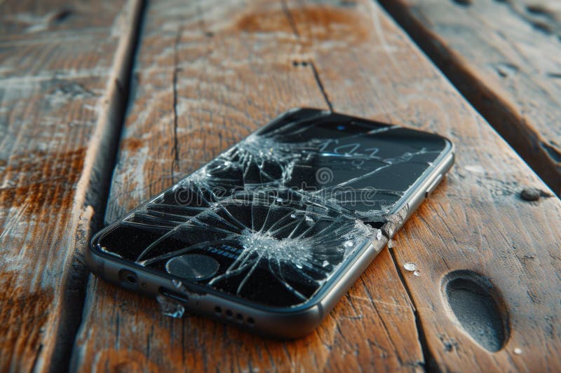 Broken Cell Phone on Table stock image. Image of gadget - 315821955