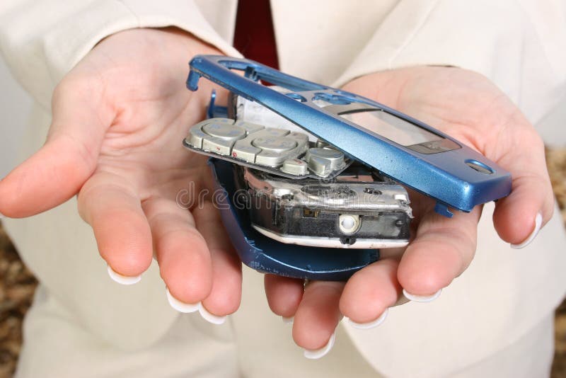 Broken Cellphone stock image. Image of ruin, hand, woman - 1701097