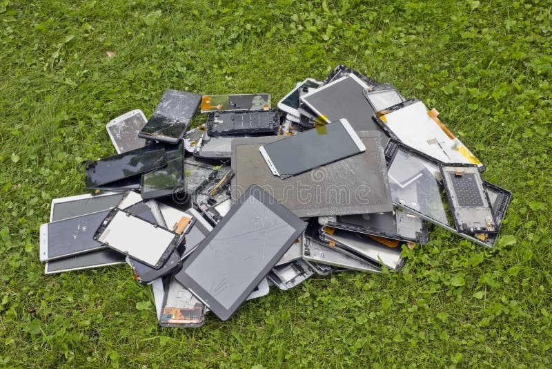 Heap of Broken Telephons Isolated Stock Photo - Image of heap, metal ...