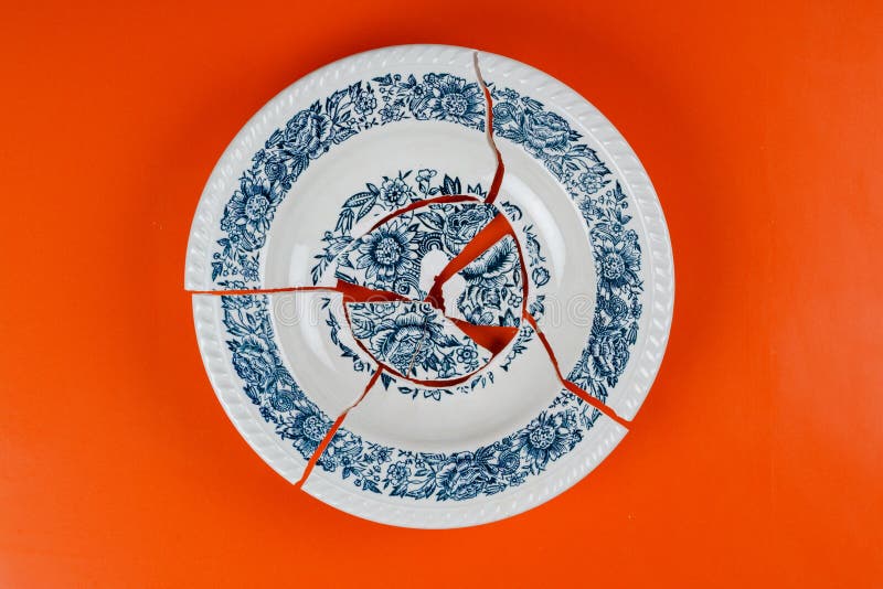 Broken Ceramic Plate with Patterns Stock Image - Image of plate ...