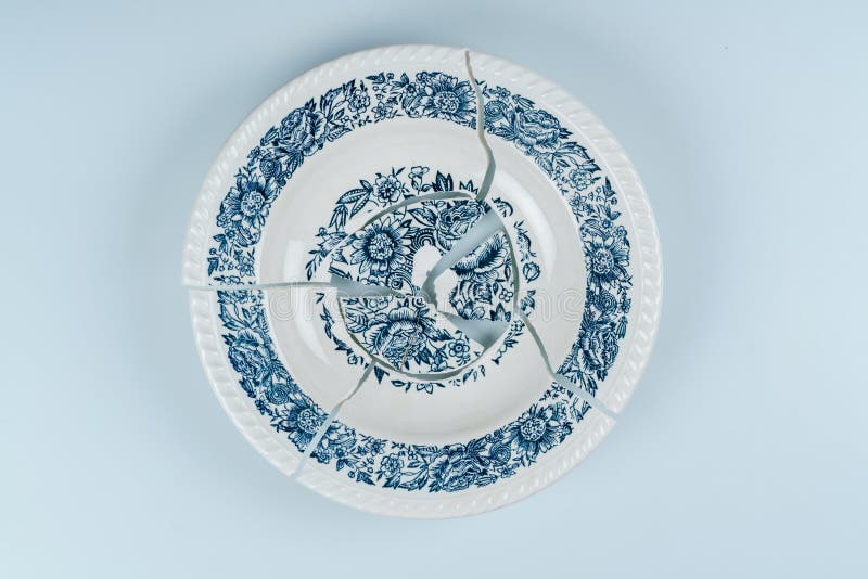 Broken Ceramic Plate with Patterns Stock Image - Image of damaged ...