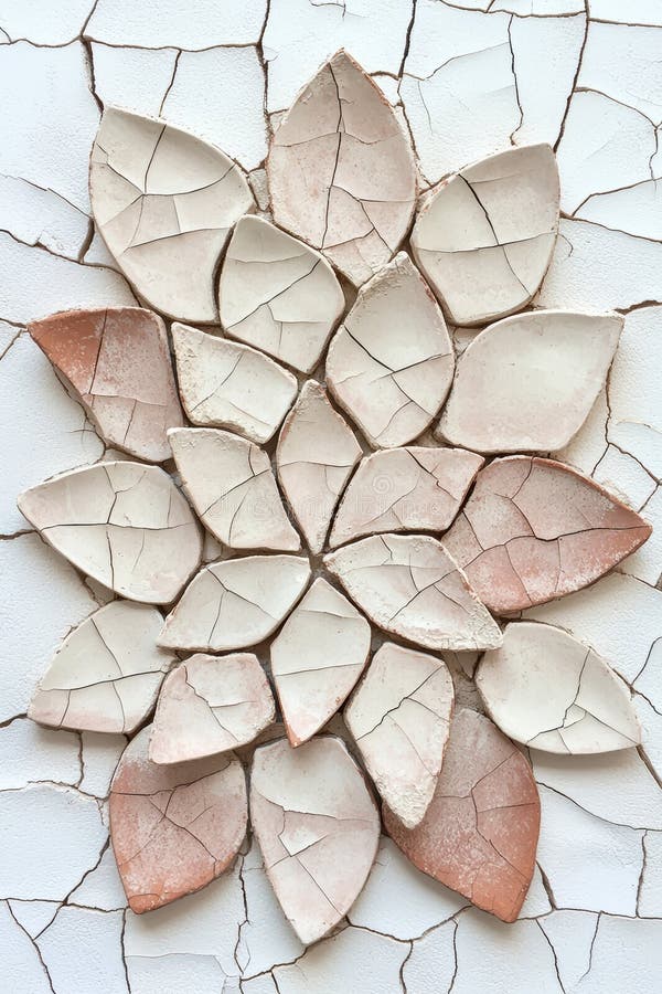 Broken Ceramic Tile Pieces in Abstract Floral Pattern Stock ...