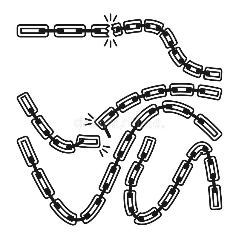 Broken Chain Black Outline Style Stock Illustration - Illustration of ...