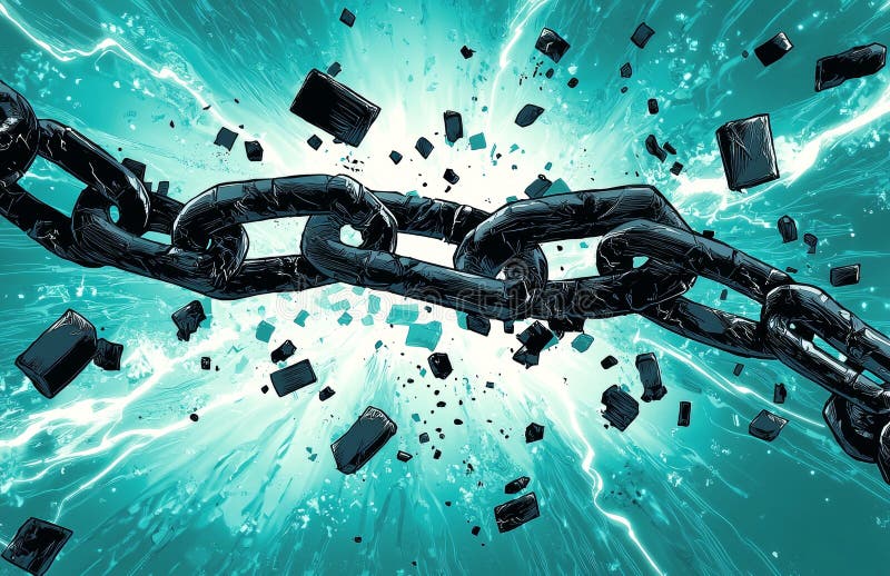 A Broken Chain Breaks in Half, Symbolizing the Break with Digital ...