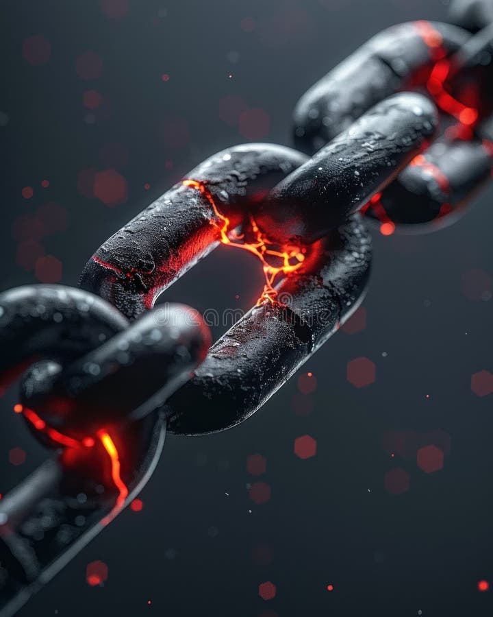 Broken Chain Concept: Minimalist Grey Square Links with Red Weak Point ...