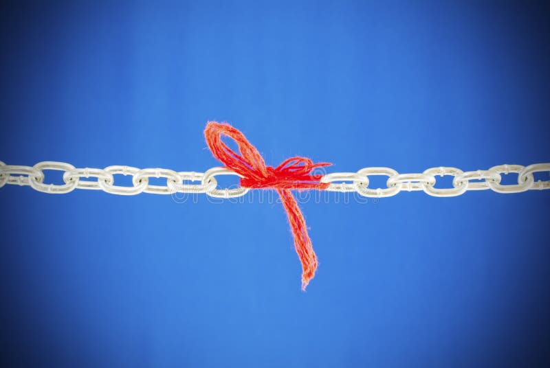 Broken Chain Connected with Red Threads Stock Photo - Image of christ ...