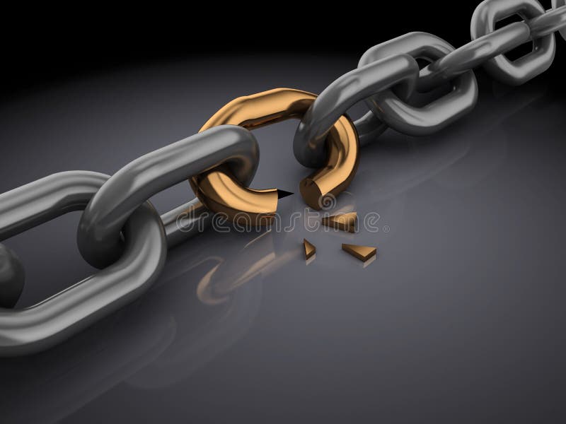 Chain Breaking Broken Link Disconnected Connection Stock Illustration ...