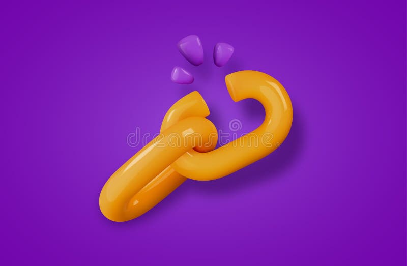 Broken Chain 3d Vector Icon. Weakness Chain Link Yellow Color Sign ...
